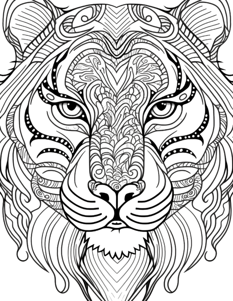 Animal Mandala Face - Coloring Art