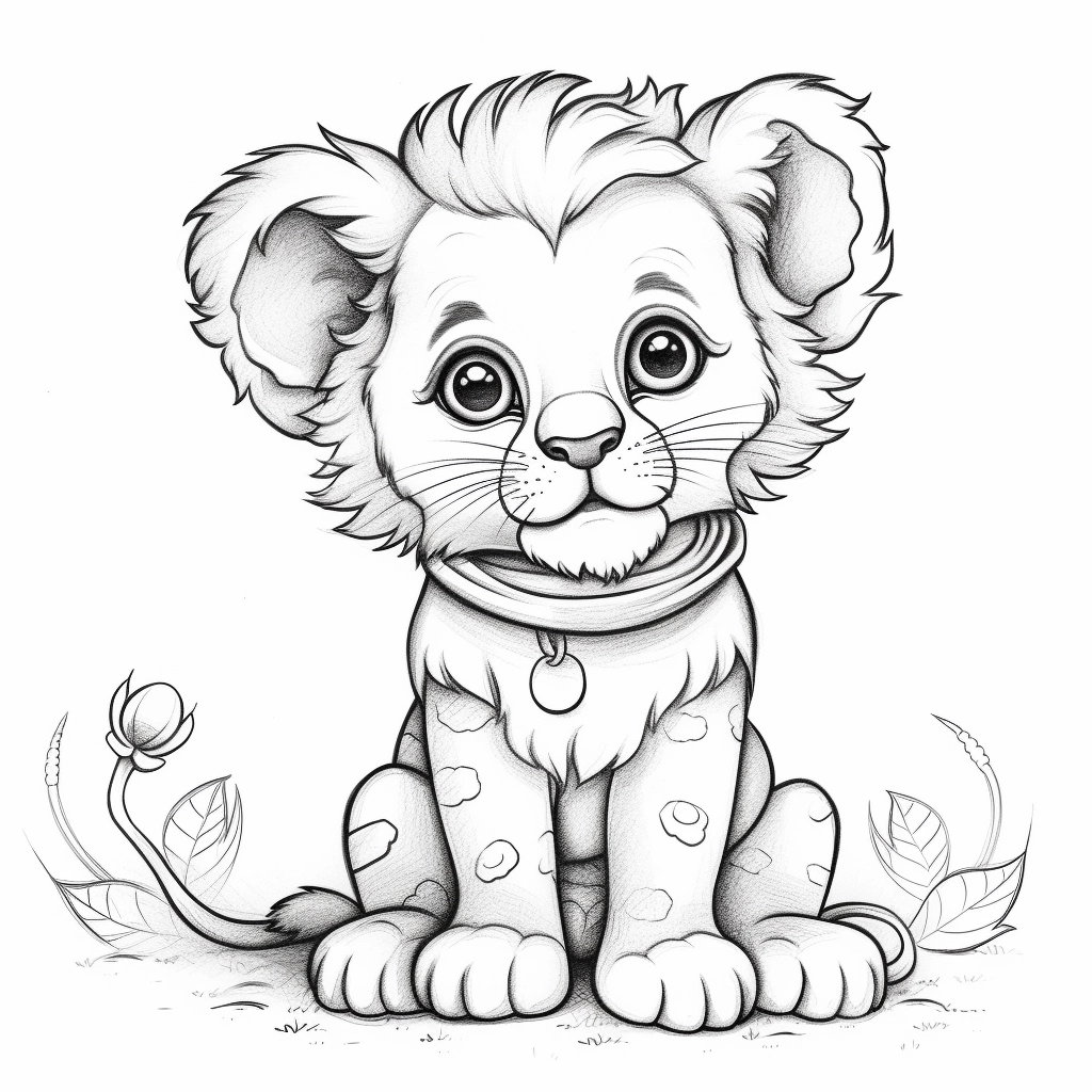 Baby Lion Coloring Page - Coloring Art